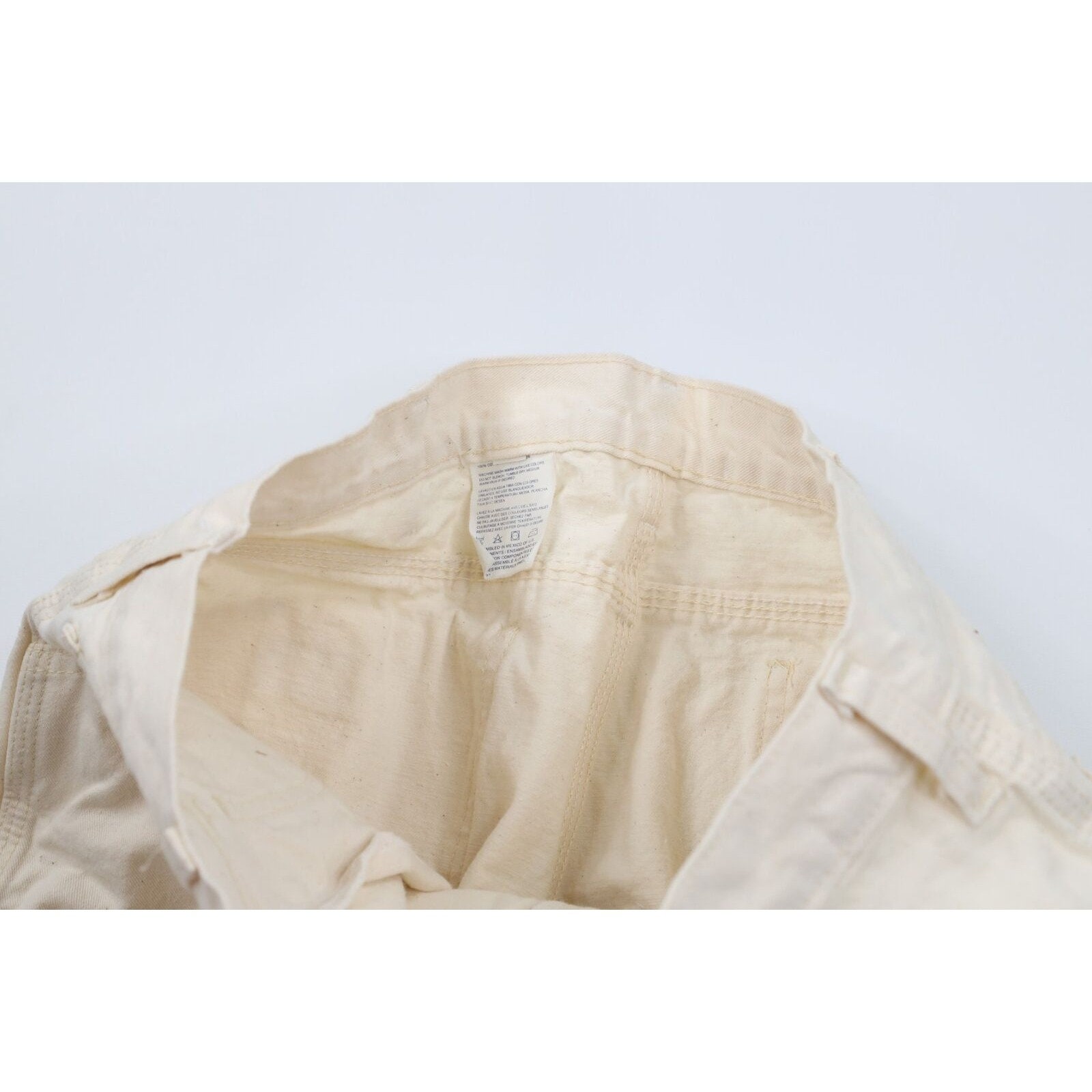 90s Dickies Mens 34x34 Spell Out Wide Leg Dungaree Painter Pants Cream ...