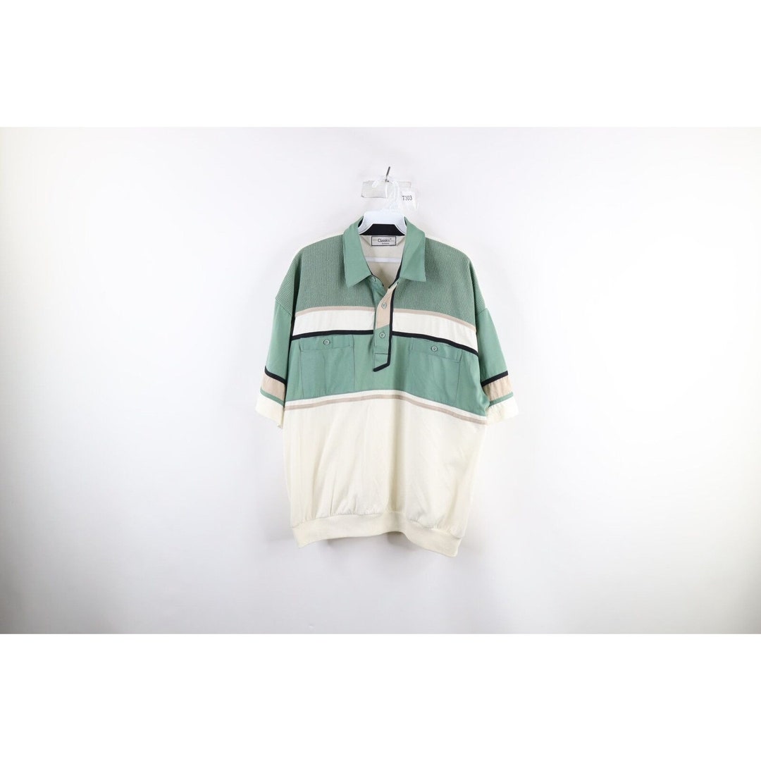 90s Streetwear Mens Large Faded Color Block Collared Pullover Polo ...