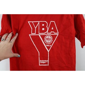 80s Mens Small Spell Out Yba NBA Players YMCA Short Sleeve T-shirt Red ...