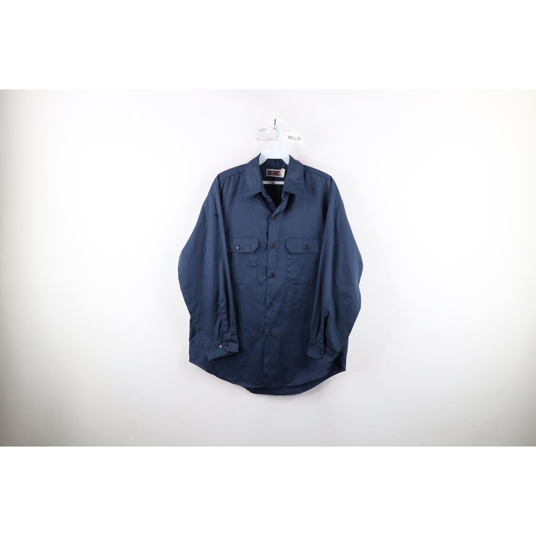 70s Big Mac Mens 16 31/32 Faded Collared Work Mechanic Button Shirt USA ...