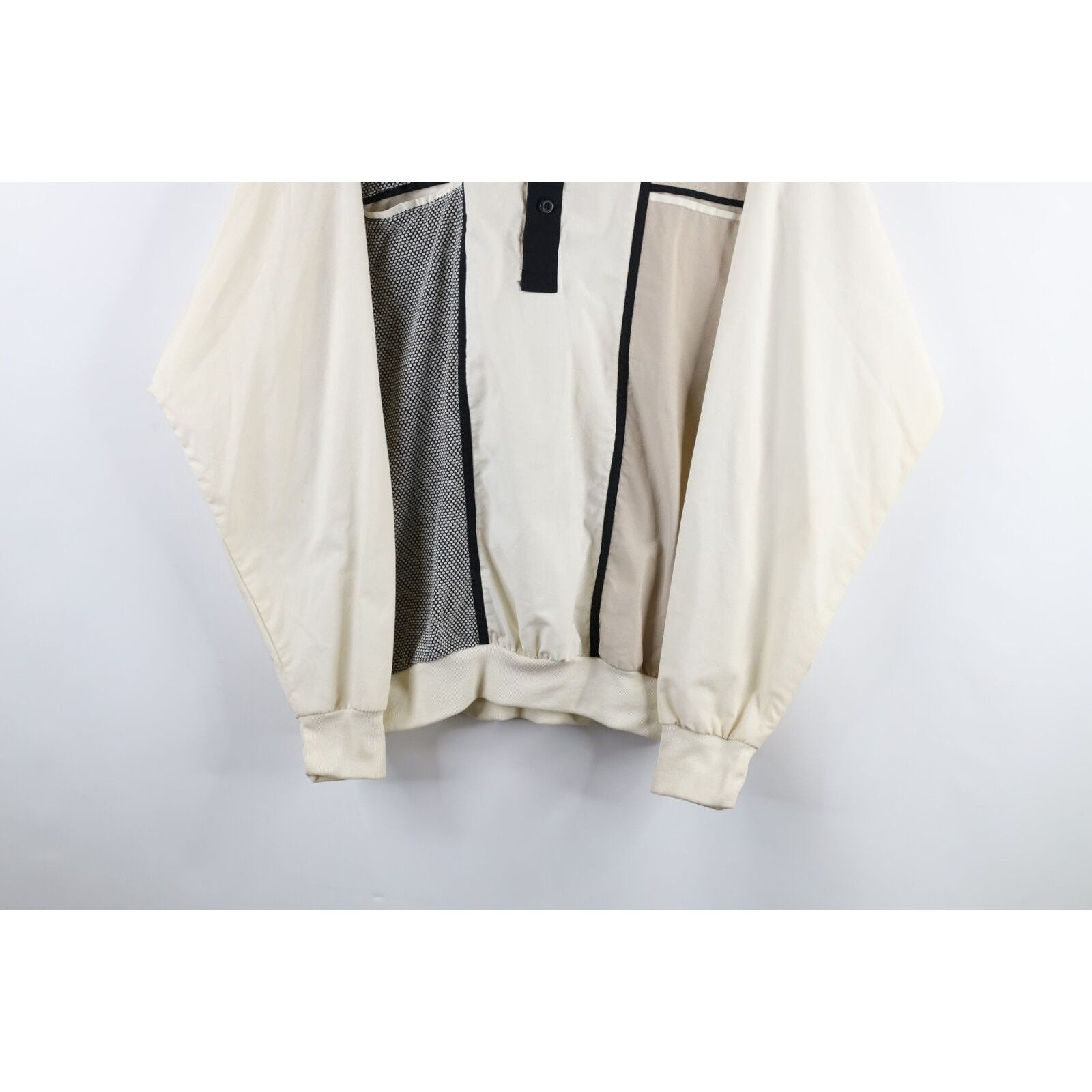 90s Streetwear Mens XL Color Block Collared Pullover Polo Shirt Beige ...