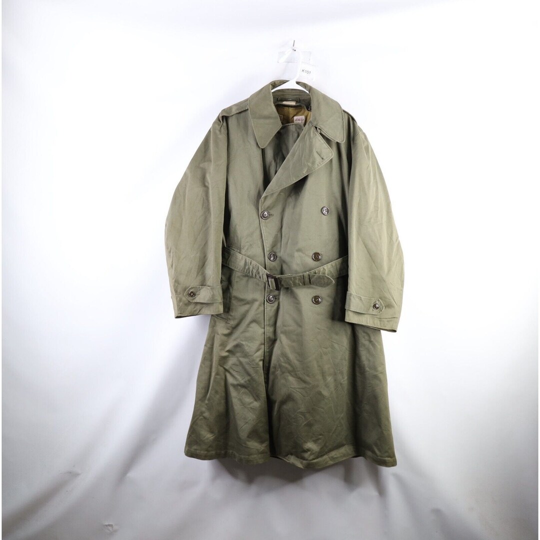 40s World War II Mens Large Military Belted Overcoat With - Etsy