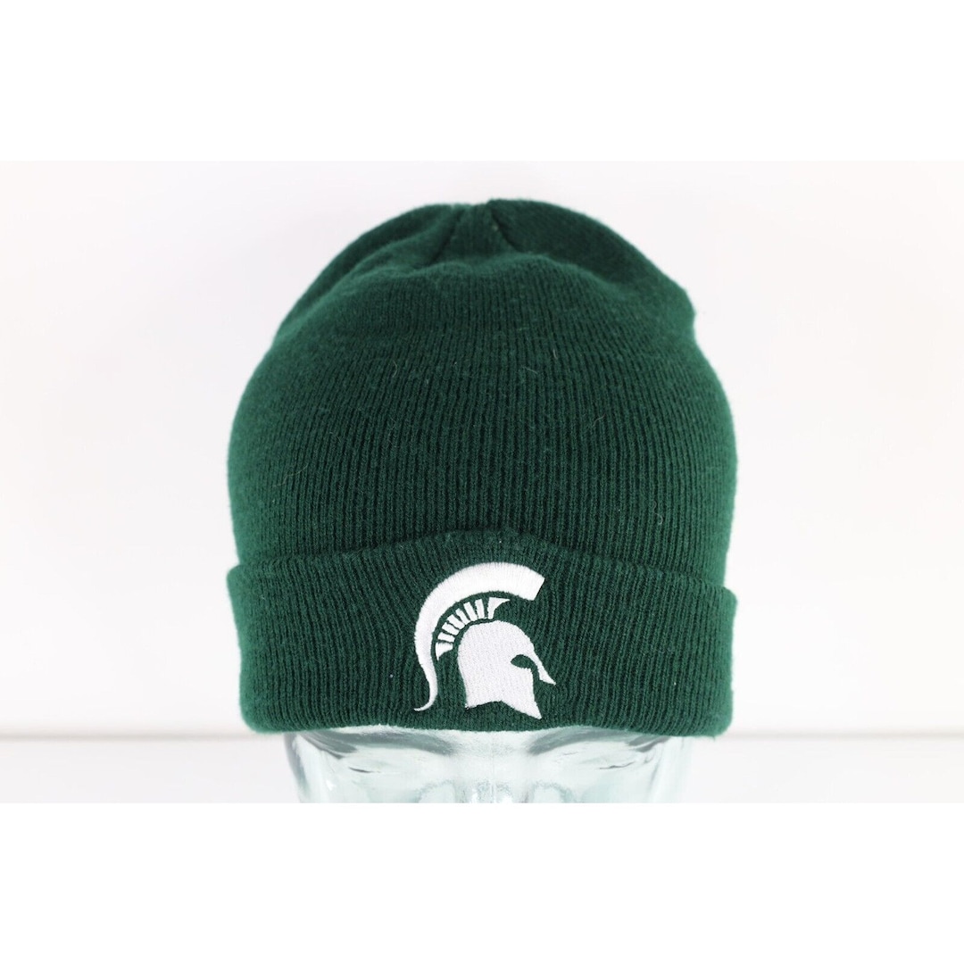 90s Distressed Michigan State University Knit Winter Beanie Hat Cap ...