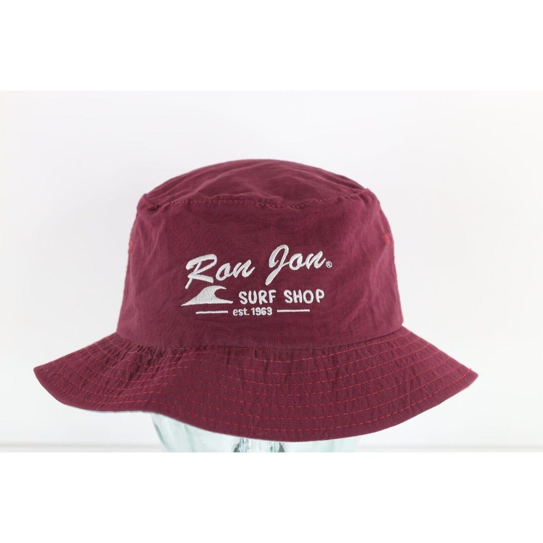 90s Ron Jon Surf Shop Spell Out Boonie Bucket Hat Cap Burgundy L/XL ...
