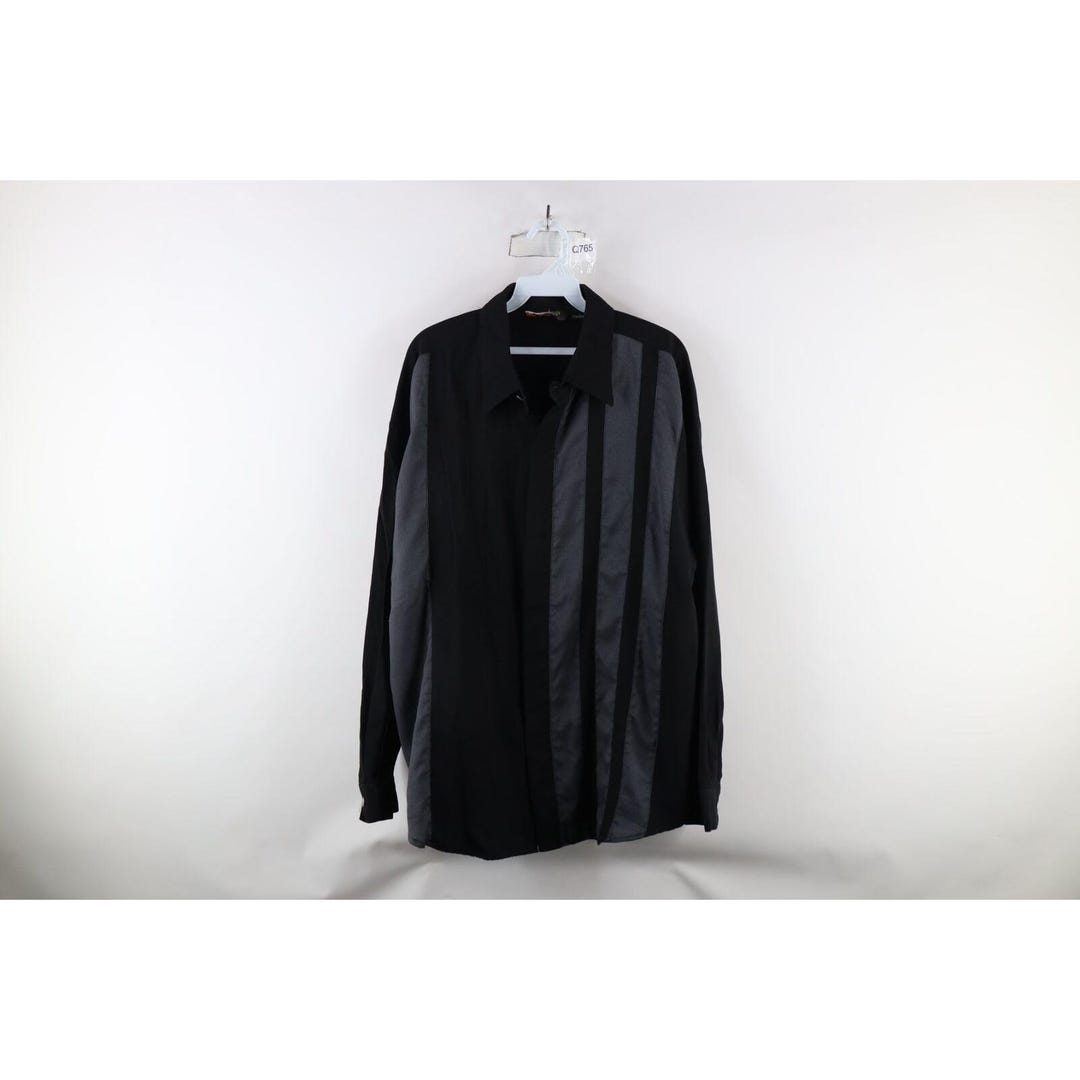 90s Streetwear Mens Large Faded Panel Color Block Collared Button Shirt ...