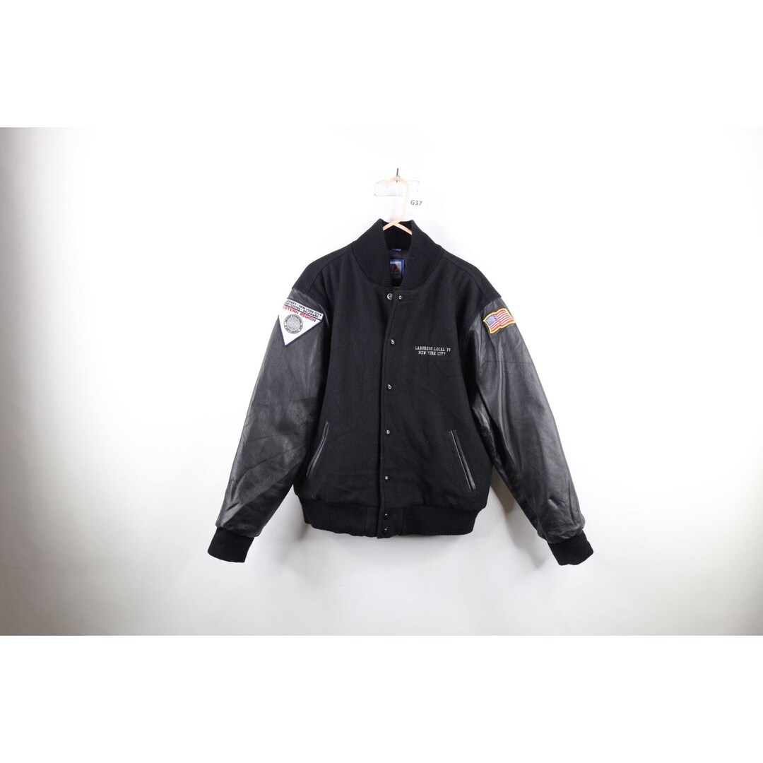 90s Mens L Spell Out Laborers Local 79 New York City Wool Varsity ...