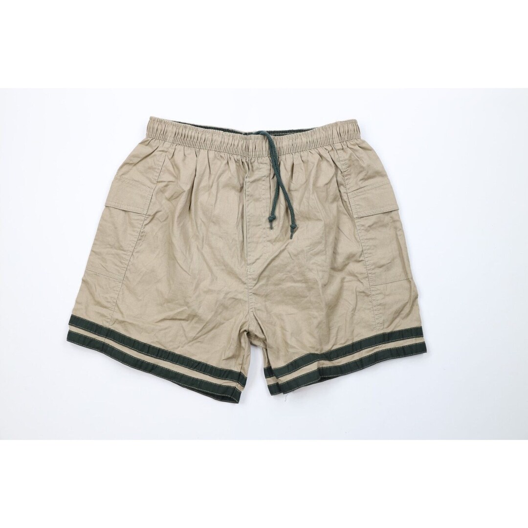 90s Streetwear Mens Large Striped Lined Above Knee Cargo Shorts Trunks ...