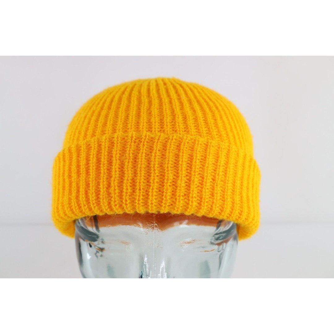 90s Streetwear Distressed Blank Ribbed Knit Winter Beanie Hat Cap ...