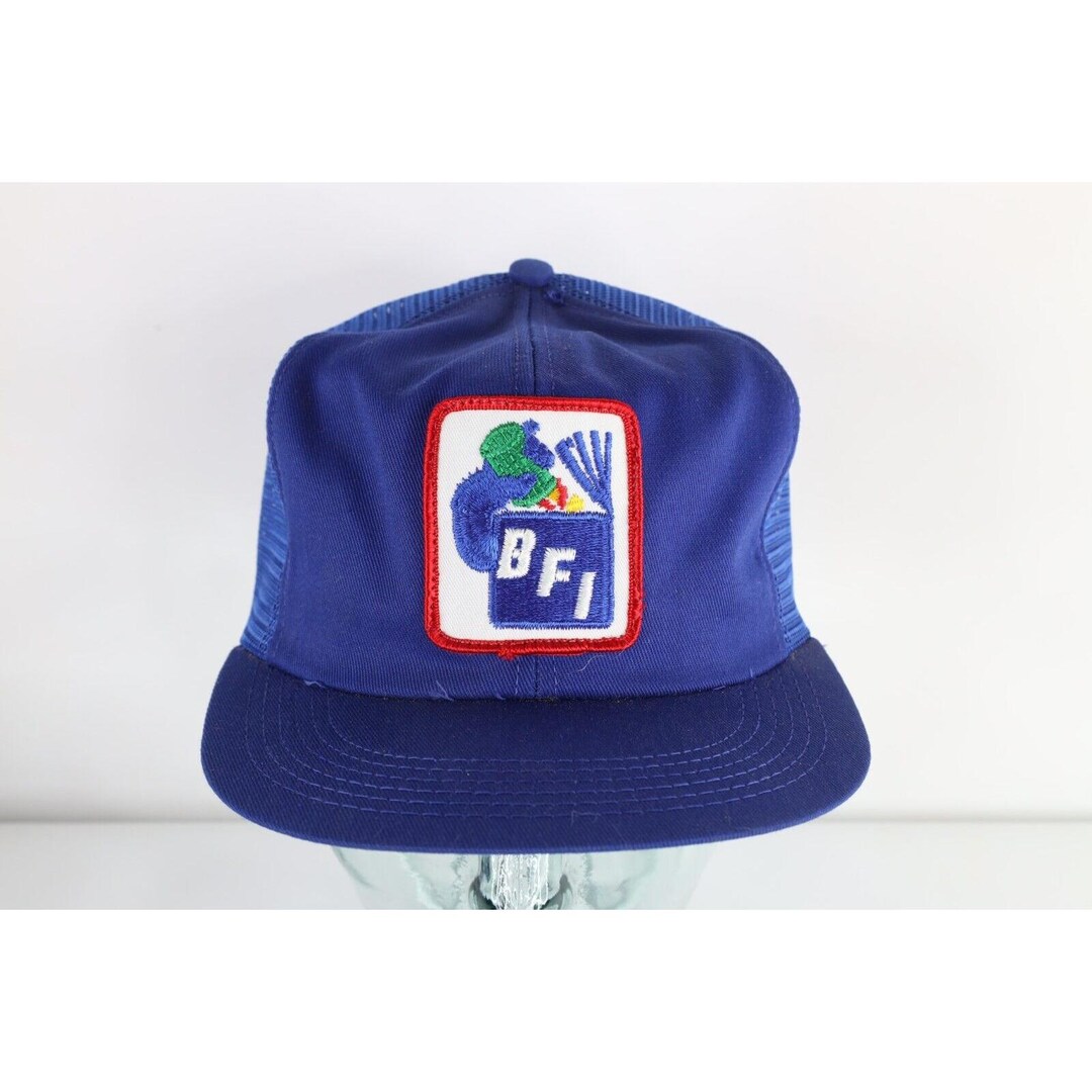 80s BFI Waste Company Garbage Patch Trucker Hat Cap Snapback Blue USA ...
