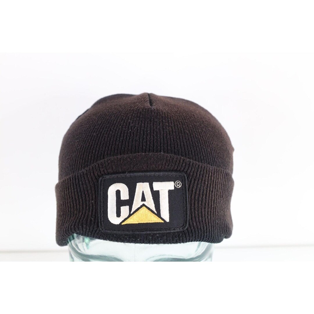 90s Cat Caterpillar Spell Out Patch Sun Faded Knit Winter Beanie Hat ...