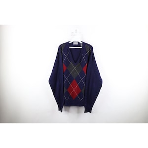 Vintage 1990s JH Collectibles 70% Lambswool Knit Argyle Vintage 1990s JH Collectibles 70% Lambswool Knit Argyle