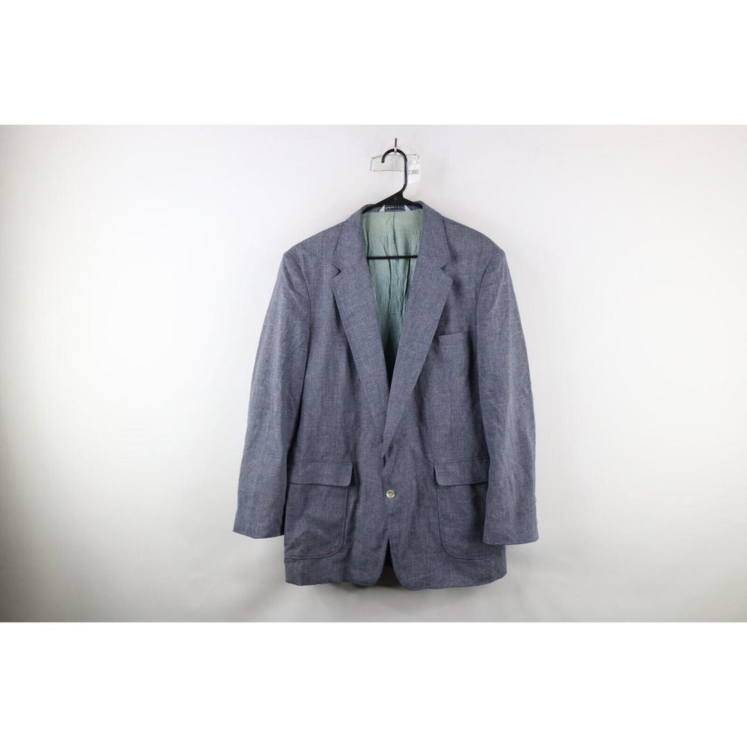 50s 60s Rockabilly Mens 44L Distressed Atomic Fleck Chambray Suit ...