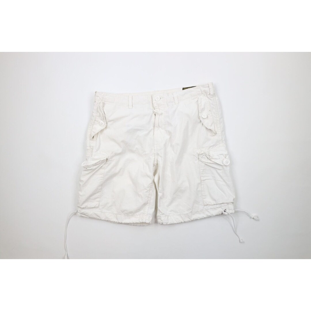 90s Ralph Lauren Mens 36 Distressed Military Surplus Cargo Shorts White ...