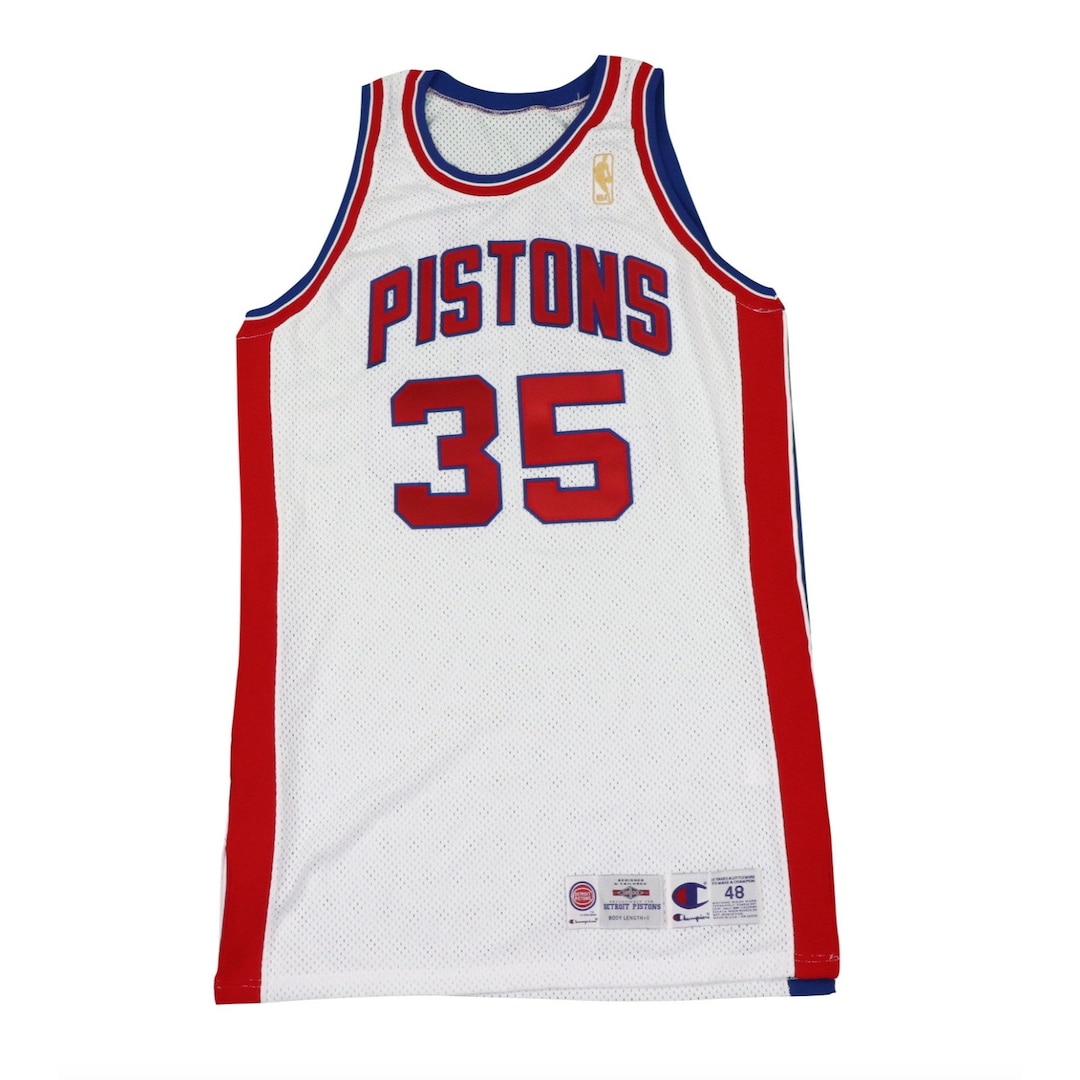 90s Champion NBA Detroit Pistons Allen #35 Stitched 50th Season Gold ...