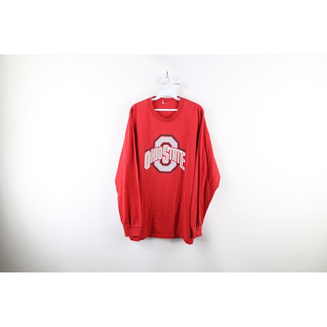 90s Mens XL Distressed Spell Out Ohio State University Long Sleeve T ...