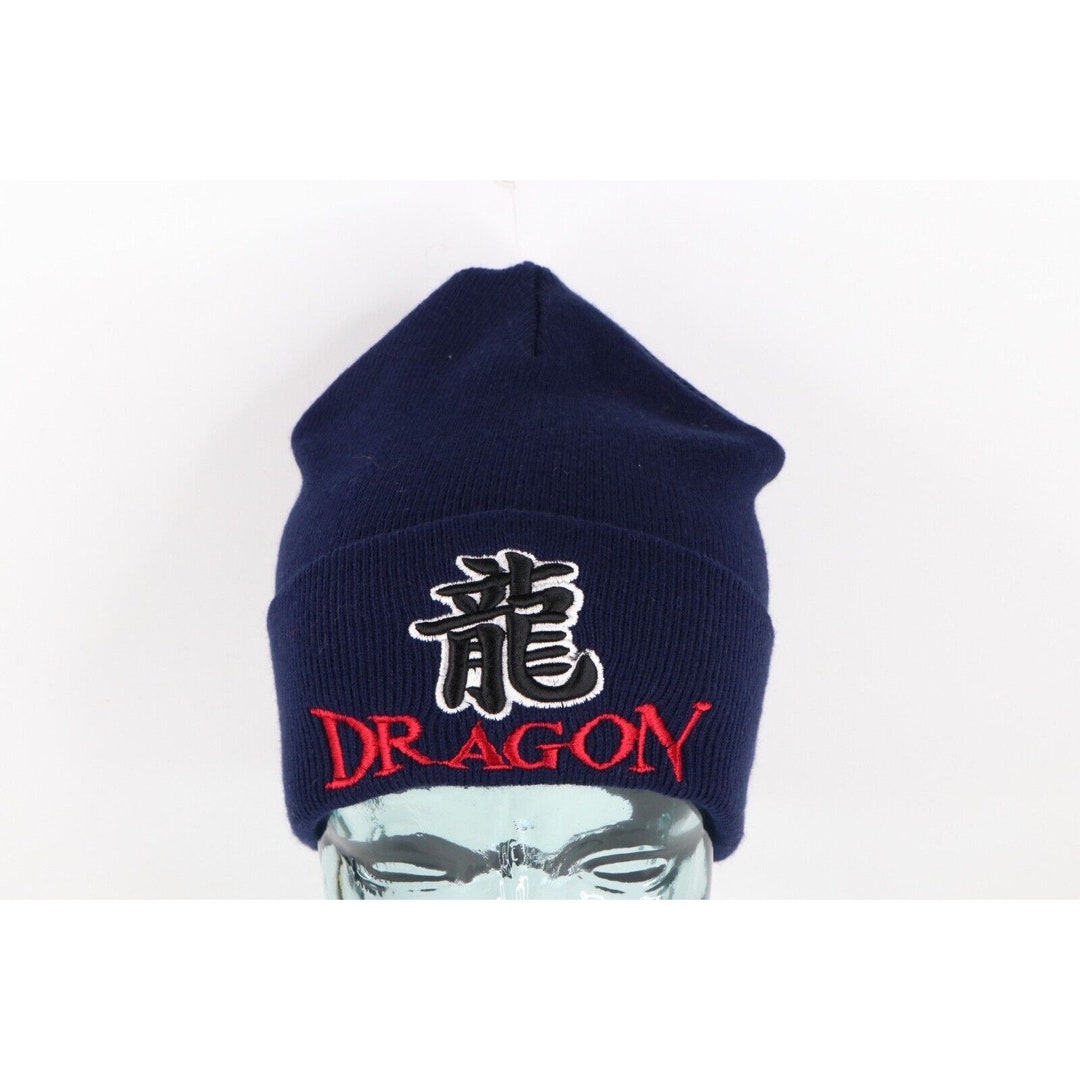 NOS Vintage 90s Streetwear Hip Hop Rap Chinese Dragon Spell Out Knit ...