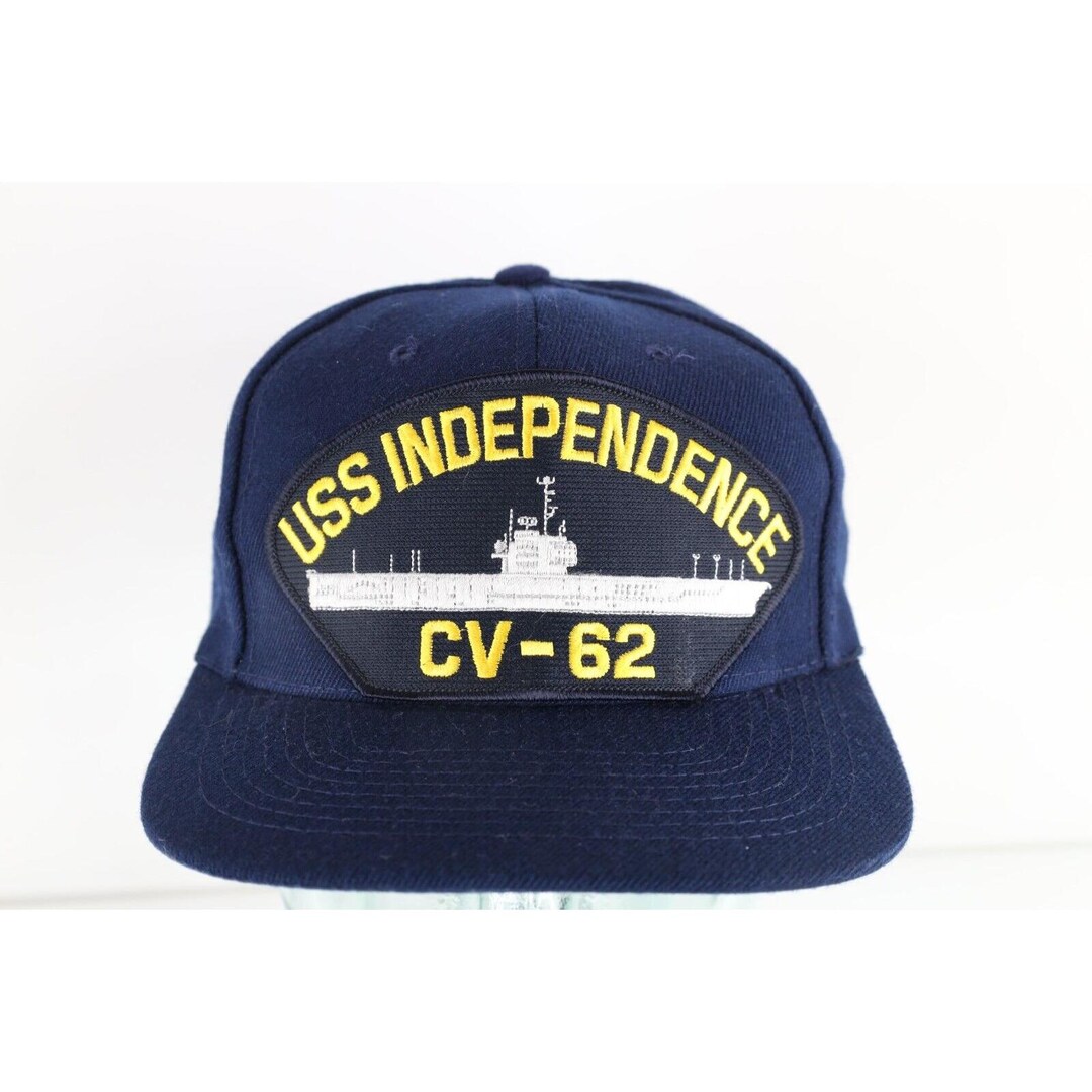 90s Military Spell Out USS Independence CV-62 Naval Ship Snapback Hat ...