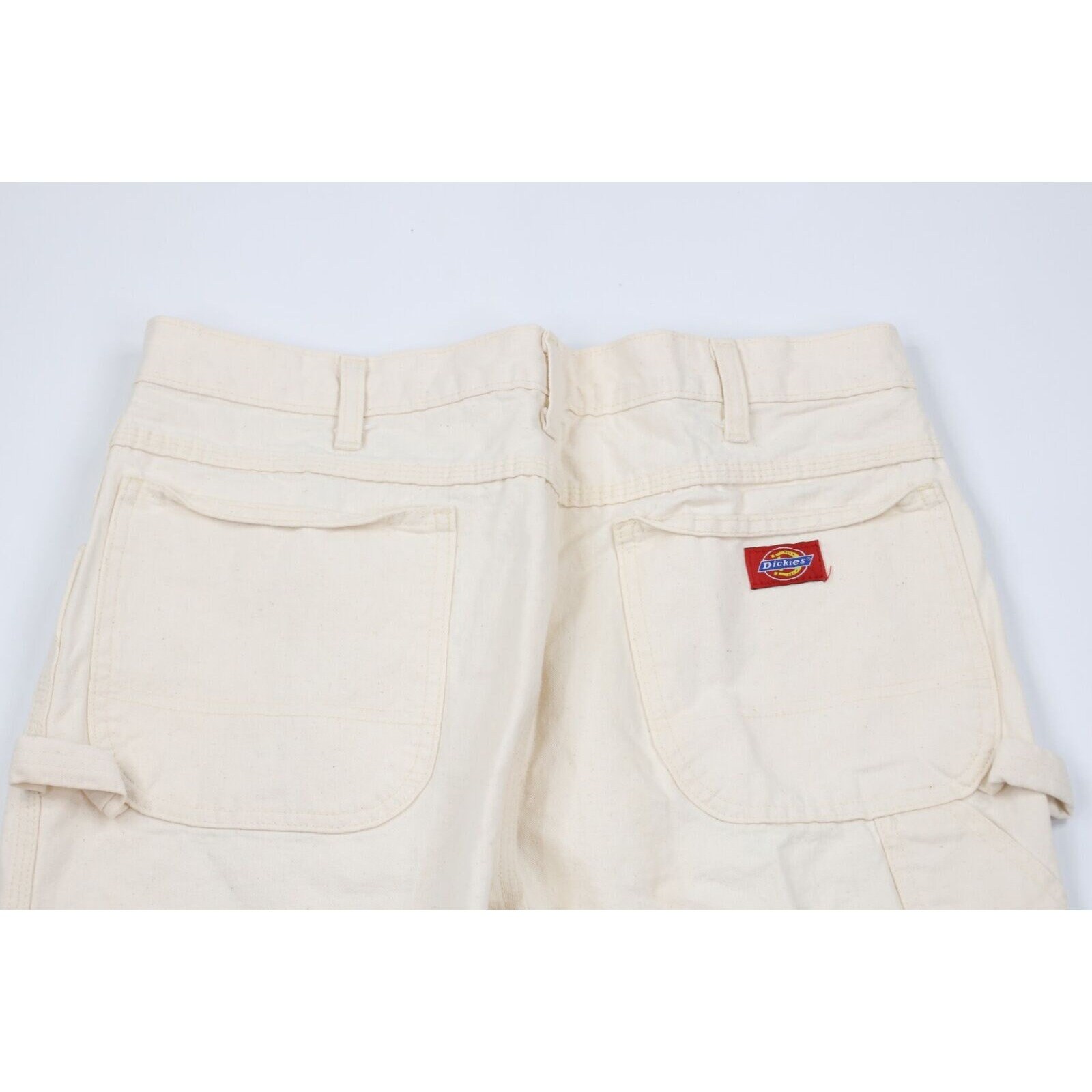 90s Dickies Mens 34x34 Spell Out Wide Leg Dungaree Painter Pants Cream ...