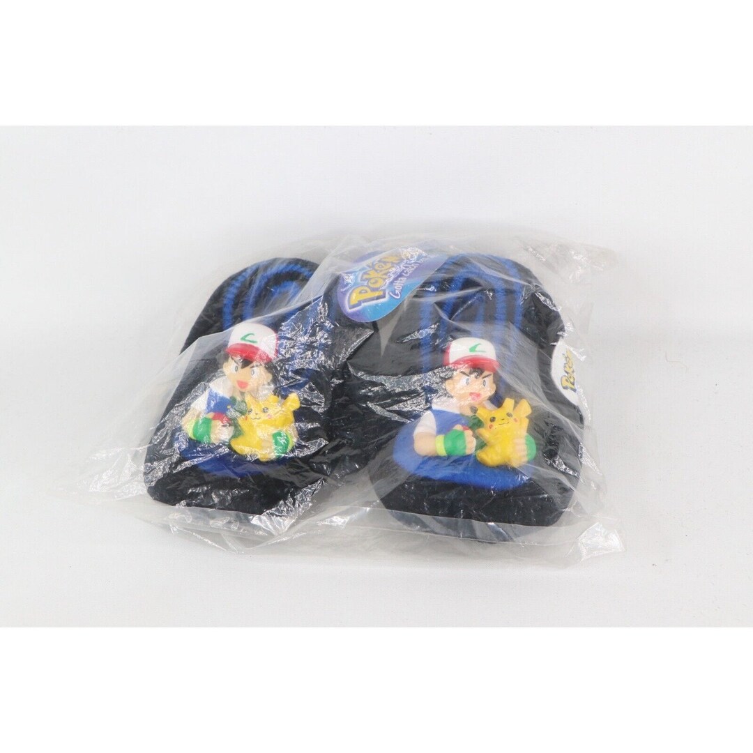 NOS Vintage 90s Pokemon Ash Ketchum House Slippers Shoes Black Youth ...