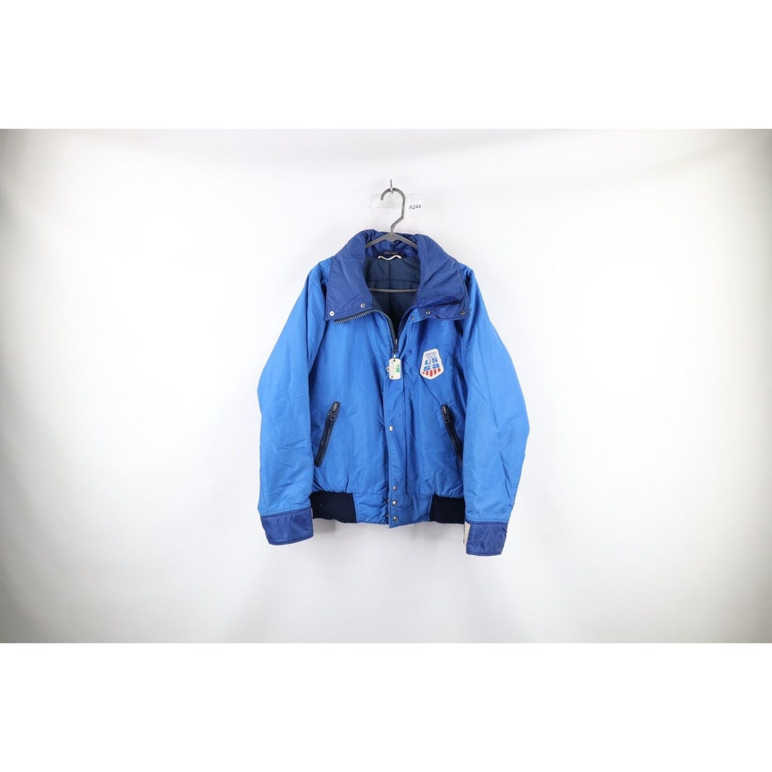 80s Mens M / L Team Issued Winter Olympics Skiing Puffer Jacket Blue ...