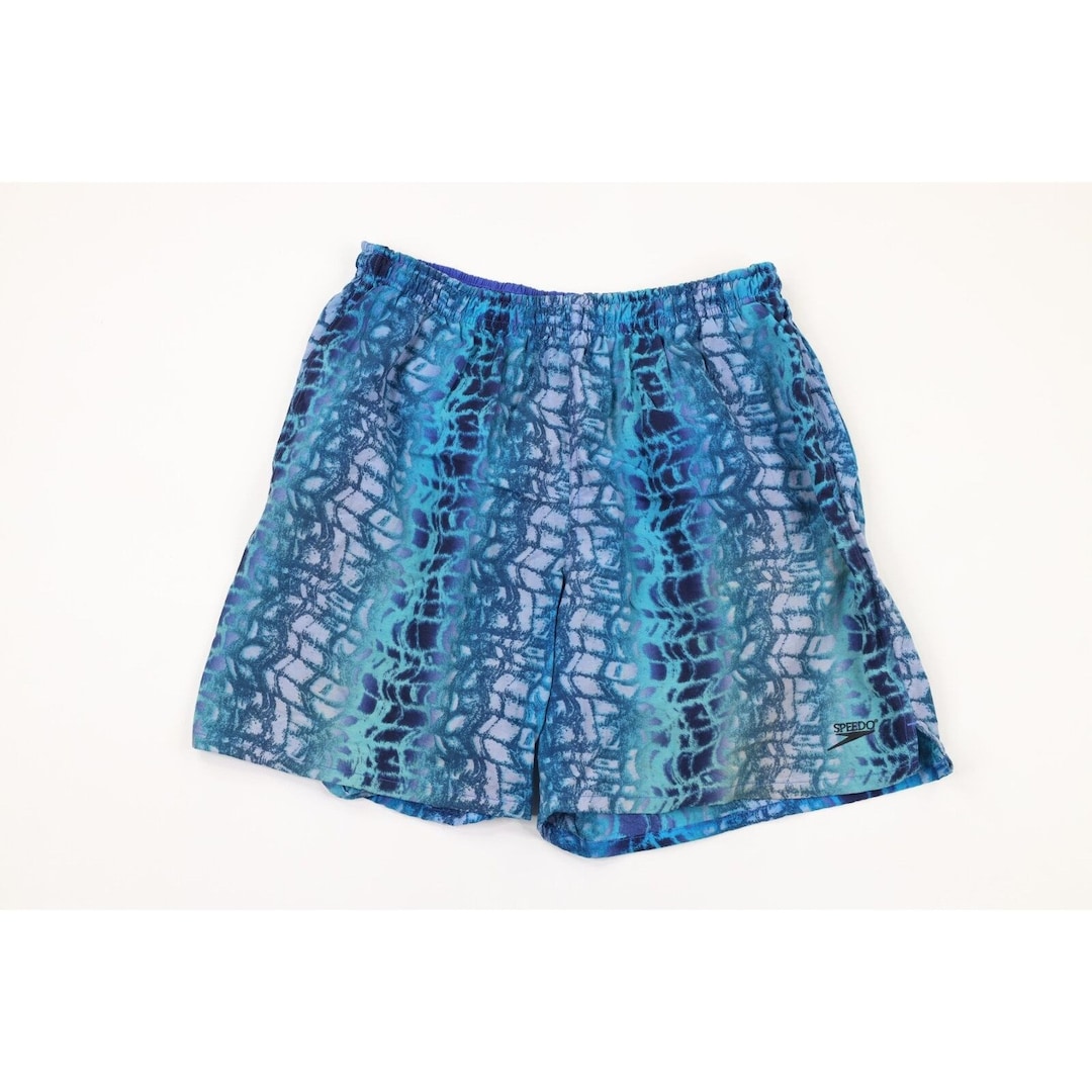 90s Speedo Mens Large Spell Out Abstract Above Knee Nylon Shorts ...