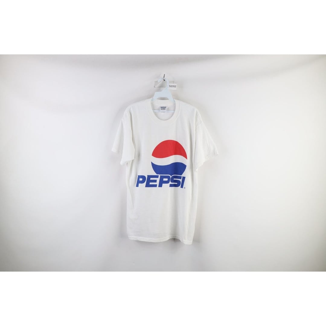 90s Pepsi Co Mens Large Spell Out Big Logo Short Sleeve T-shirt White ...