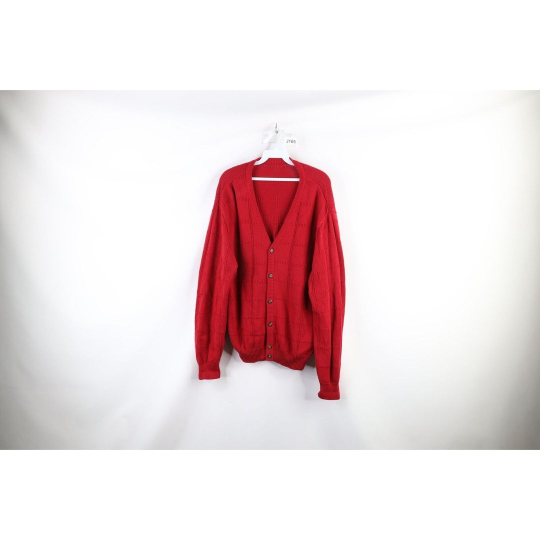 90s Streetwear Mens Medium Faded Blank Knit Kurt Cobain Cardigan ...