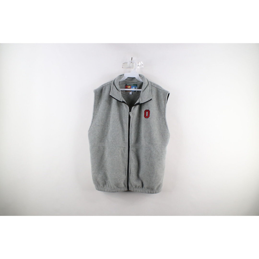 90s Mens Large Ohio State University Full Zip Fleece Vest Jacket Gray ...