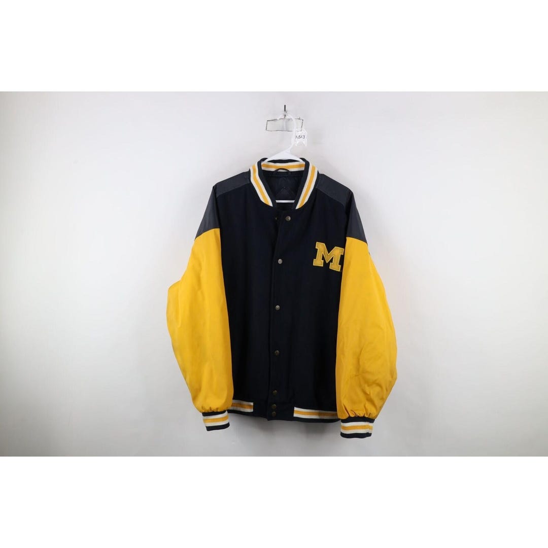 90s Mens XL Distressed University of Michigan Varsity Bomber Jacket ...