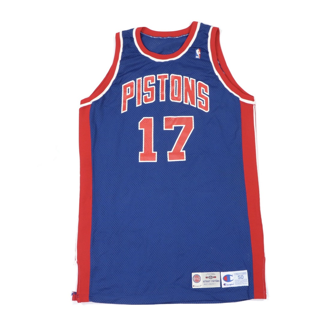 90s Champion NBA Detroit Pistons Basketball Jersey Gamer 94/95 Blue 50 ...