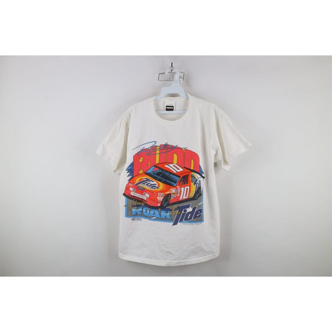 90s NASCAR Mens Medium Distressed Ricky Rudd Tide Racing T-shirt White ...