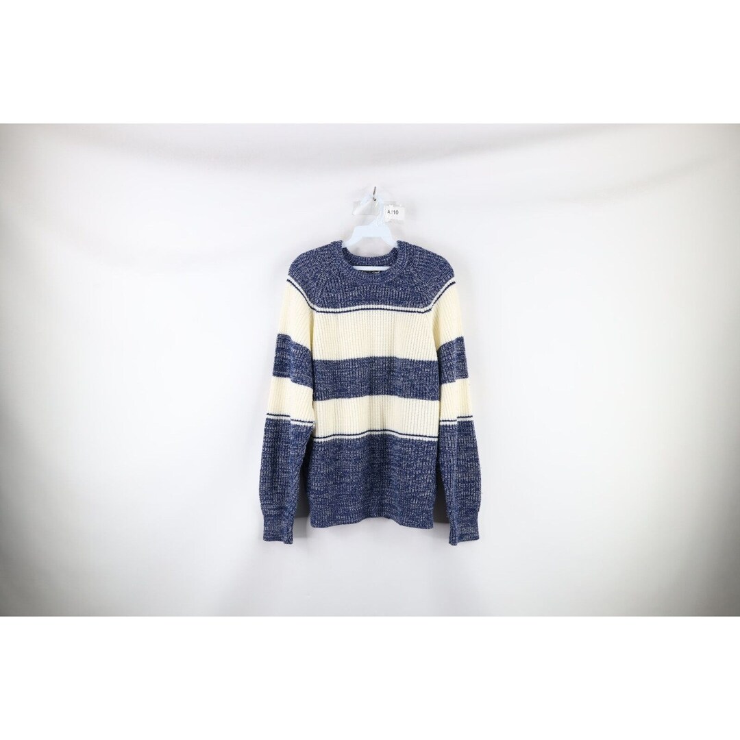 90s Streetwear Mens Large Color Block Chunky Ribbed Knit Crewneck ...