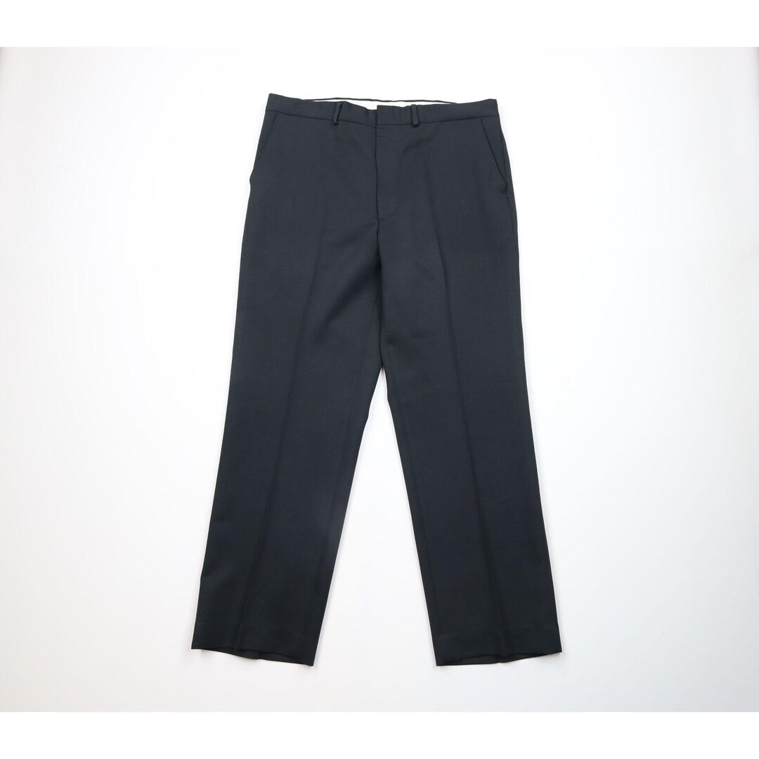 70s Streetwear Mens 34x30 Distressed Knit Flared Wide Leg Pants Black ...