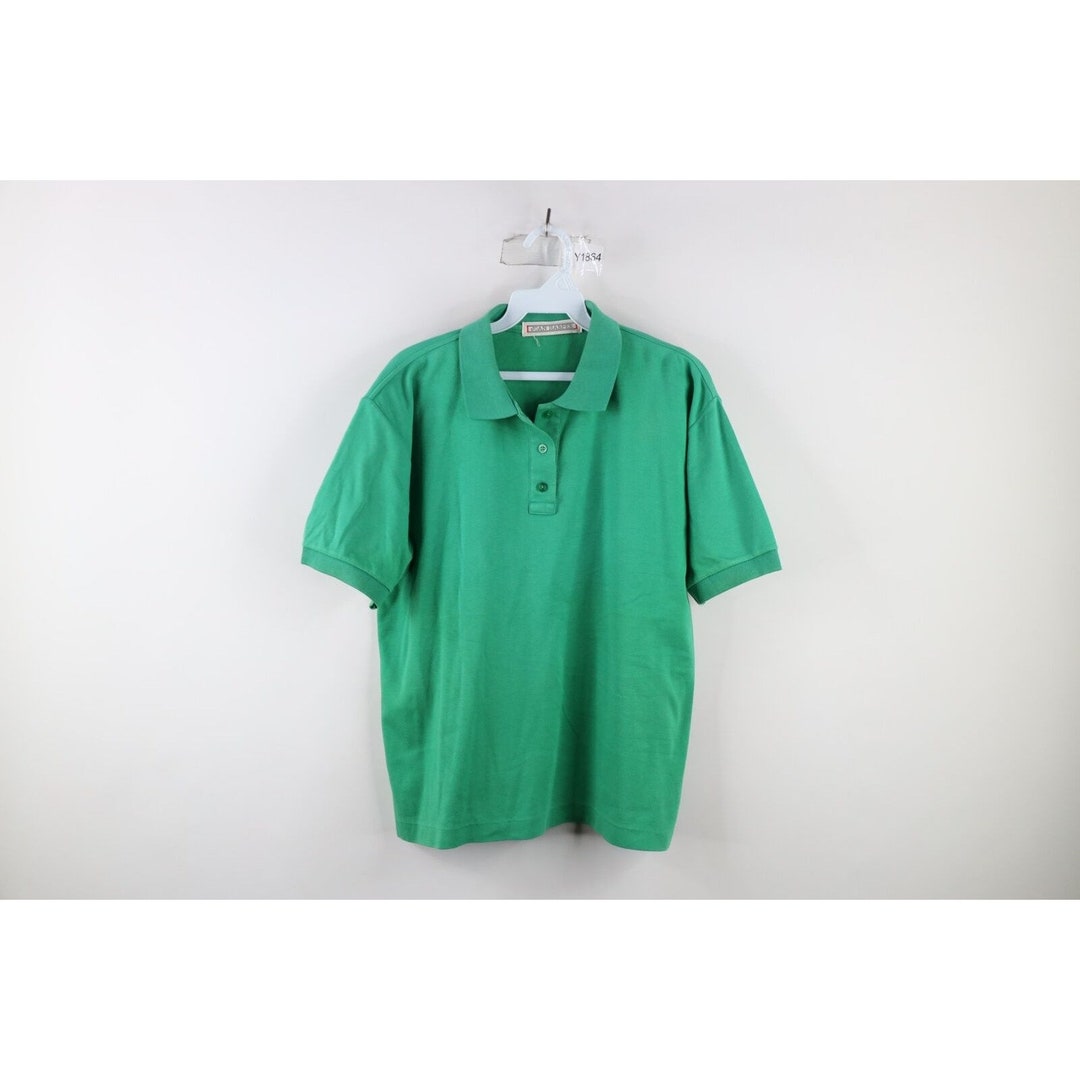 90s Streetwear Womens Large Faded Blank Collared Golf Polo Shirt Green ...