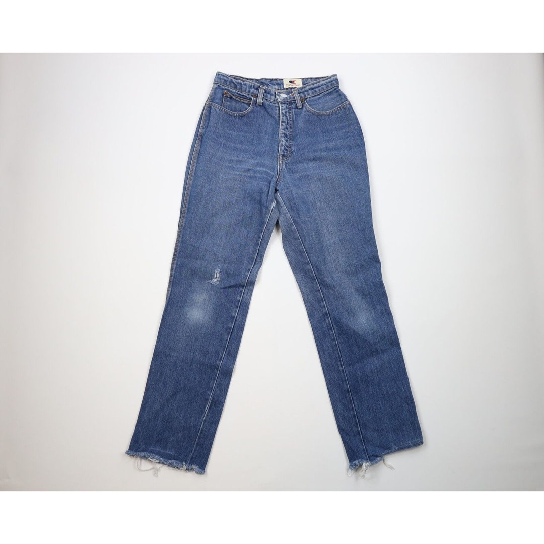 80s Calvin Klein Womens 11 Distressed Straight Leg Denim Jeans Blue USA ...