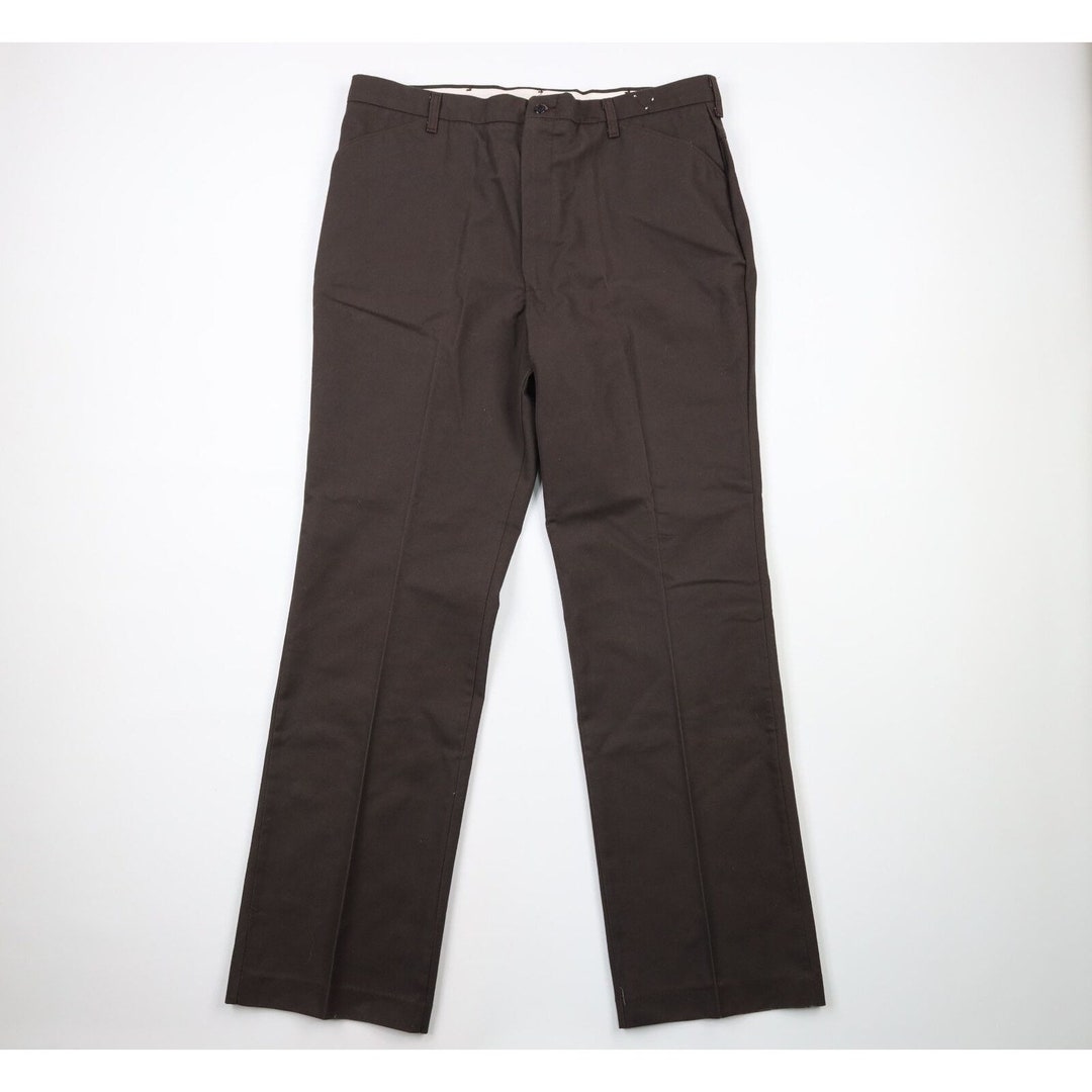 70s Mens 38x34 Faded Twill Wide Leg Bell Bottoms Mechanic Pants Brown ...