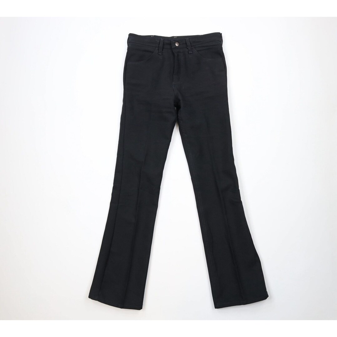 70s Wrangler Mens 30x32 Distressed Flared Wide Leg Knit Pants Black USA ...
