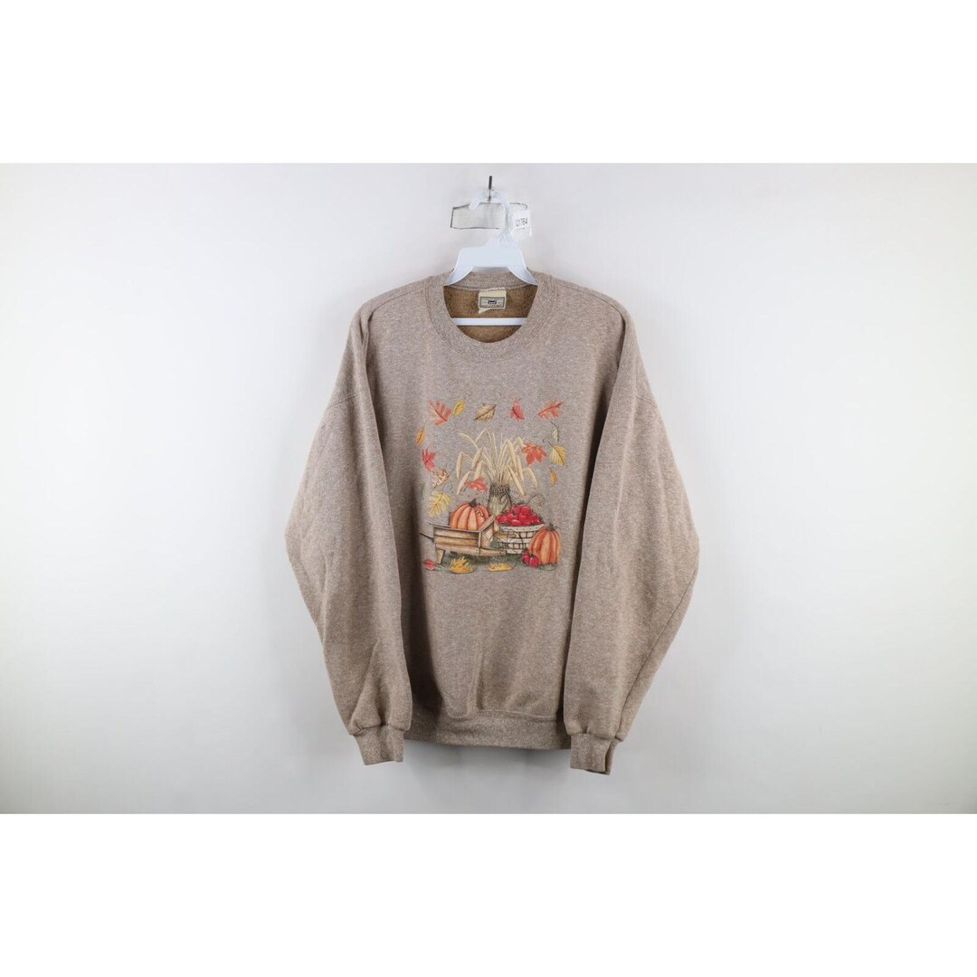 90s Streetwear Womens Large Fall Nature Orchard Crewneck Sweatshirt ...