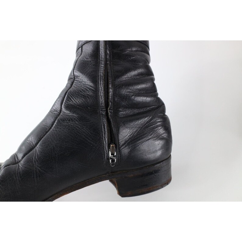 70s Hanover Mens Size 7 Distressed Side Zip Leather Chelsea Boots Black ...