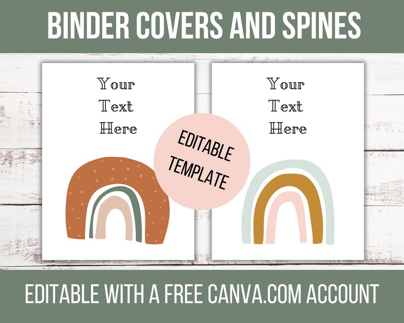 EDITABLE Organic Rainbow Binder Covers & Spines Printable Binder Covers ...