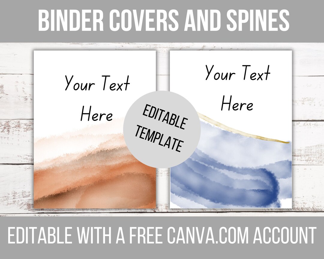EDITABLE Watercolor Binder Covers & Spines Printable Binder - Etsy