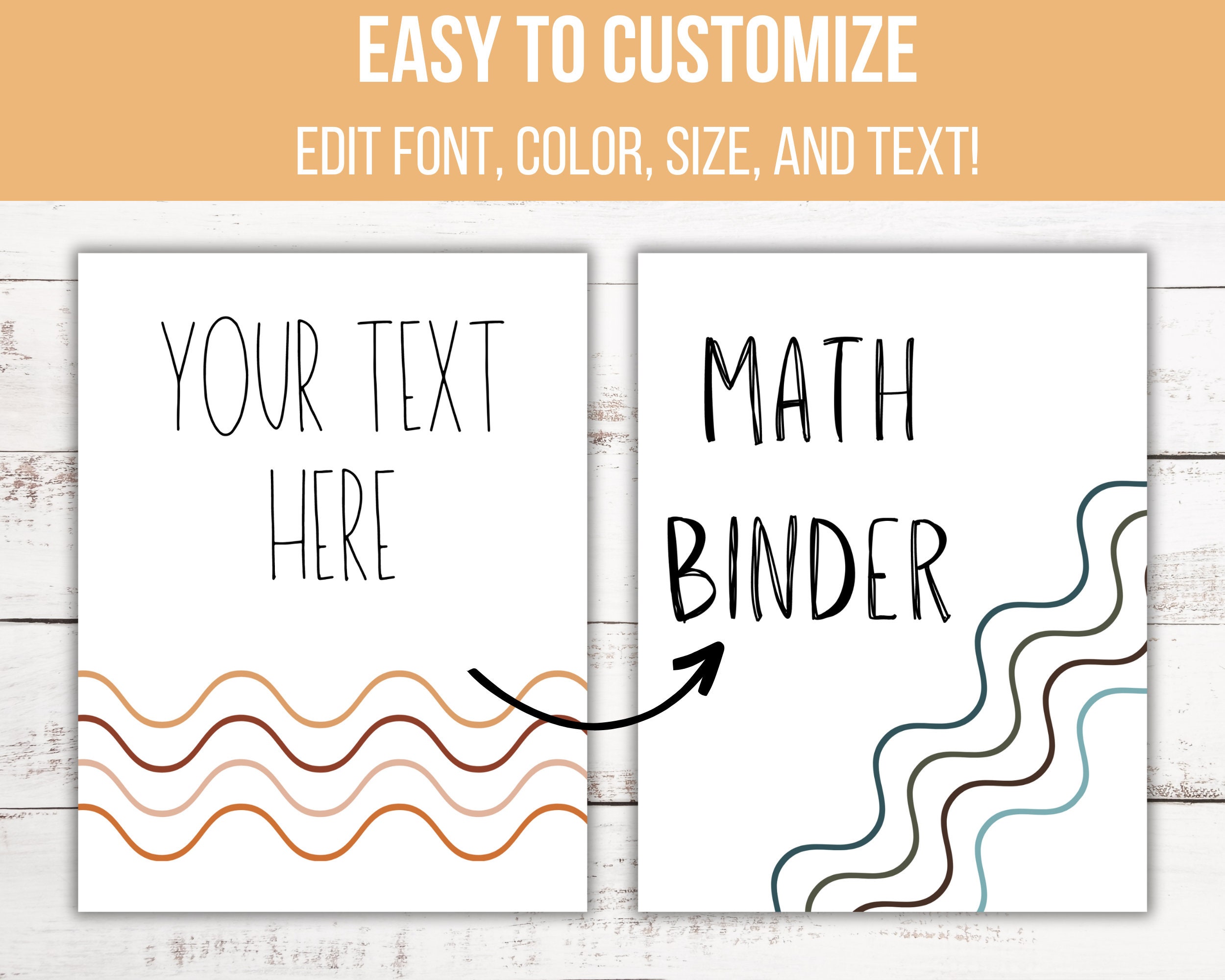 EDITABLE Boho Binder Covers & Spines Printable Binder Covers Elementary ...