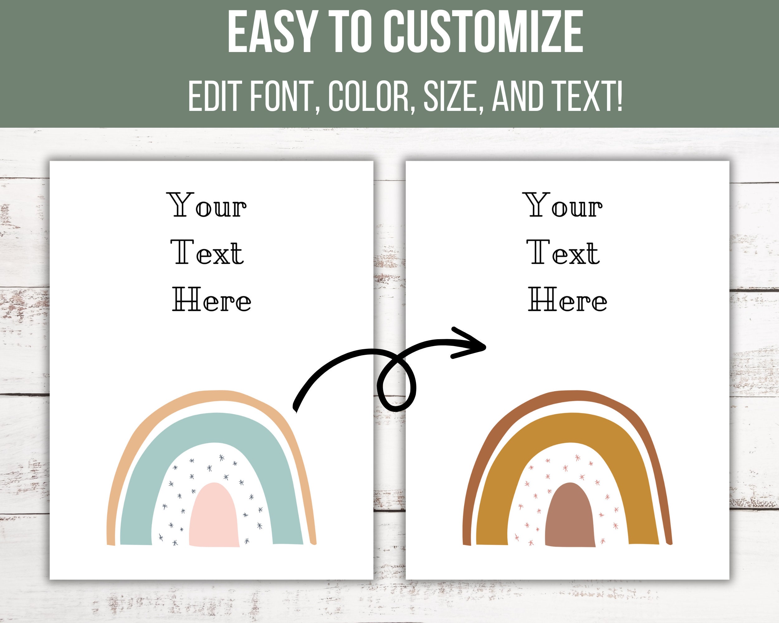 EDITABLE Organic Rainbow Binder Covers & Spines Printable Binder Covers ...