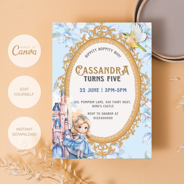 Cinderella Party Invite Canva - Etsy