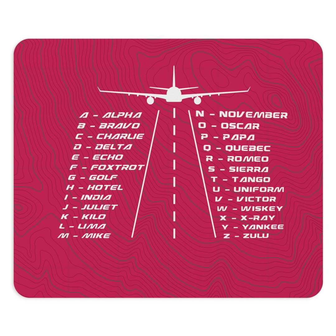 Pilot Alphabet Pink Mouse Pad, Gifts for Pilots, Aviation Gifts, Pilot ...