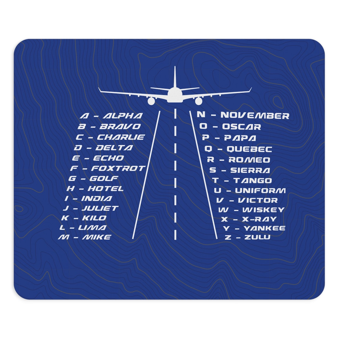 Pilot Alphabet Blue Mouse Pad, Gifts for Pilots, Aviation Gifts, Pilot ...