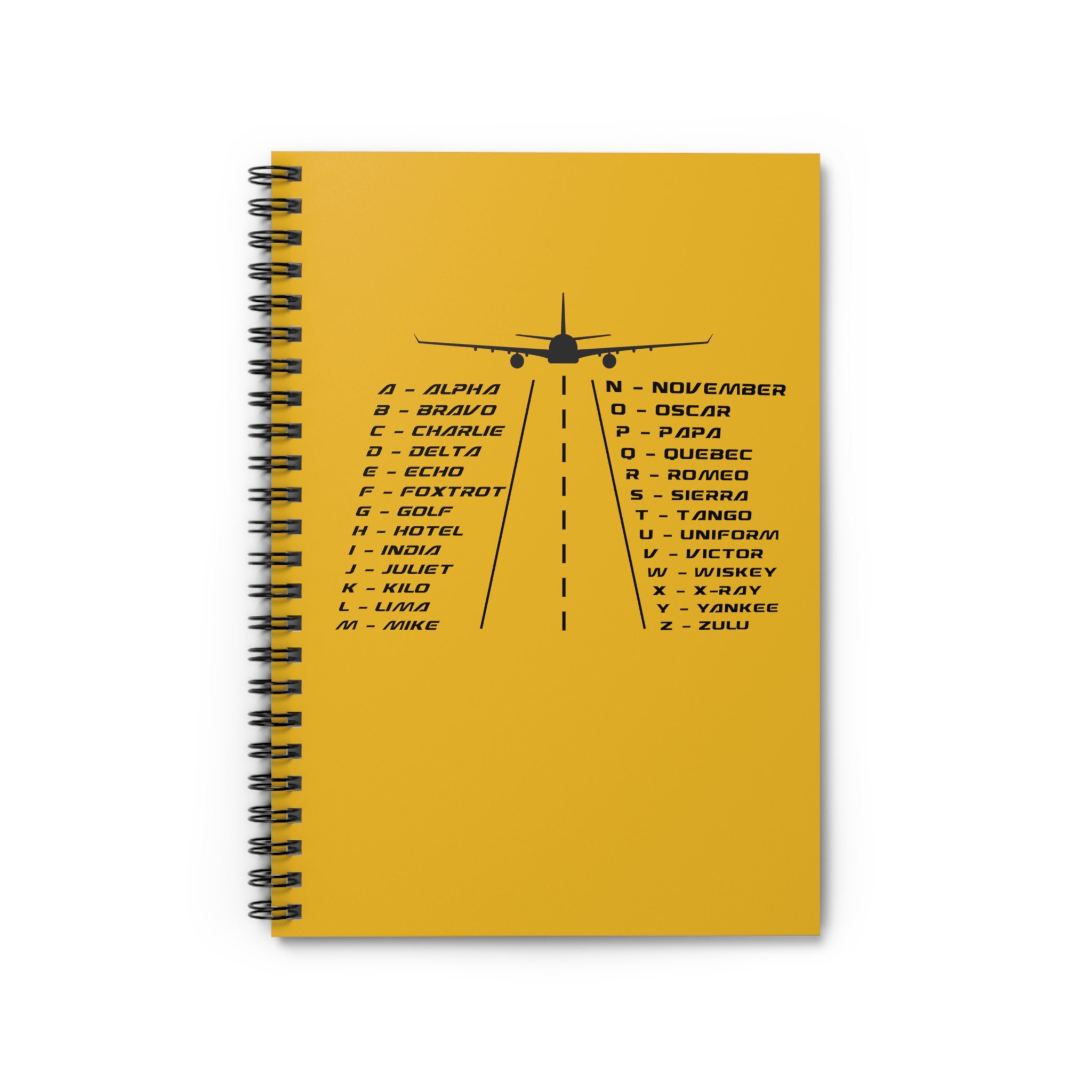 Pilot Alphabet Yellow Spiral Notebook, Flight Training Notebook, Pilot ...
