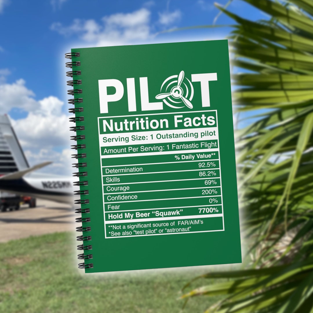 Pilot Nutrition Facts Green Spiral Notebook, Flight Training Notebook ...