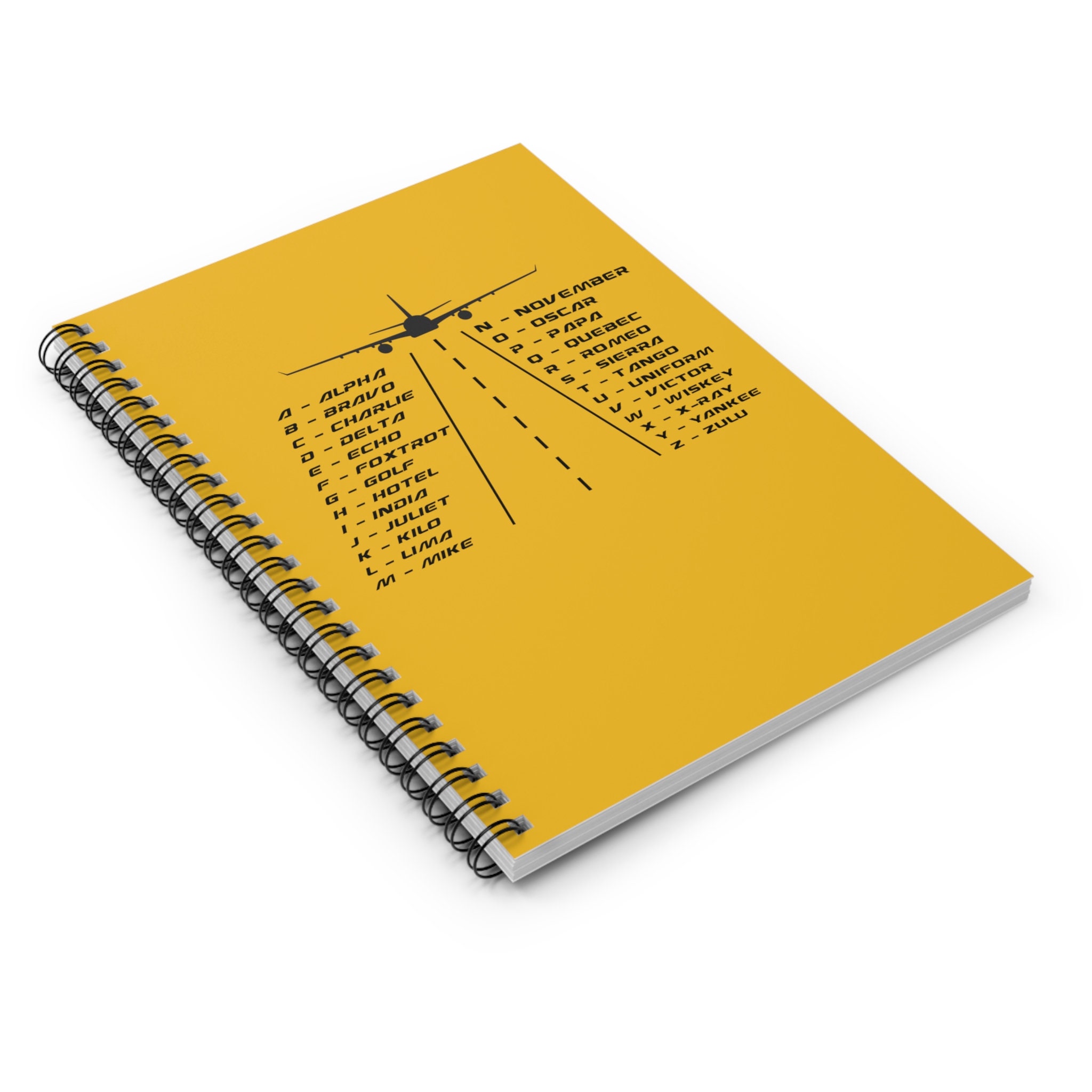 Pilot Alphabet Yellow Spiral Notebook, Flight Training Notebook, Pilot ...
