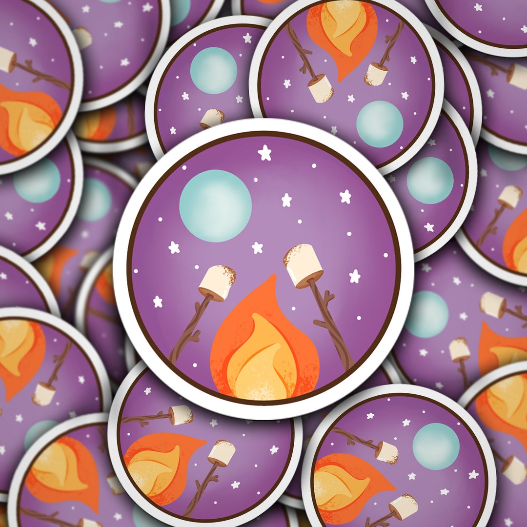 Campfire S'mores Die-cut Stickers, Camping Stickers, Adventure Stickers ...